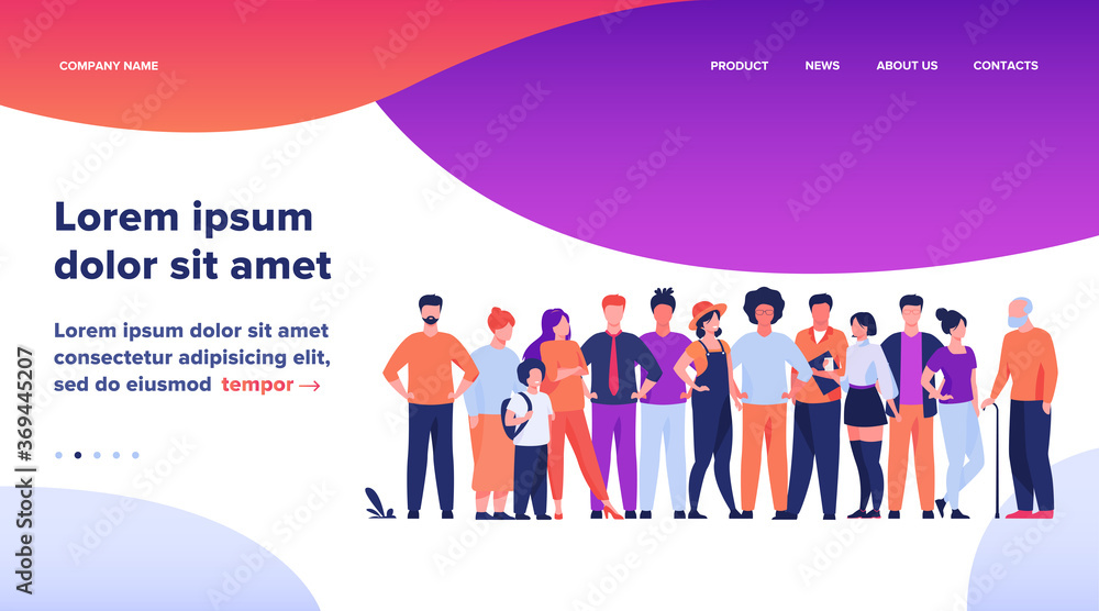 Vetor de Diverse crowd of people of different ages and races ...