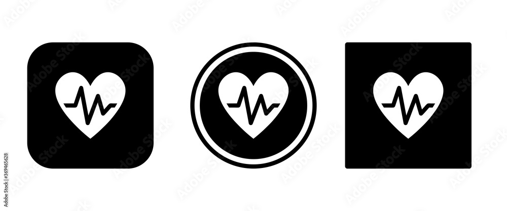 Heart beat icons in flat design with elements for mobile concepts and ...