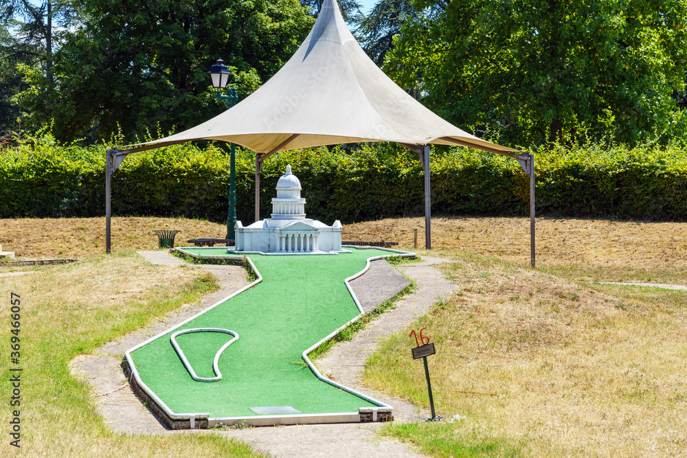 Paris, France - July 12 2020: Miniature Golf with Pantheon Model at ...
