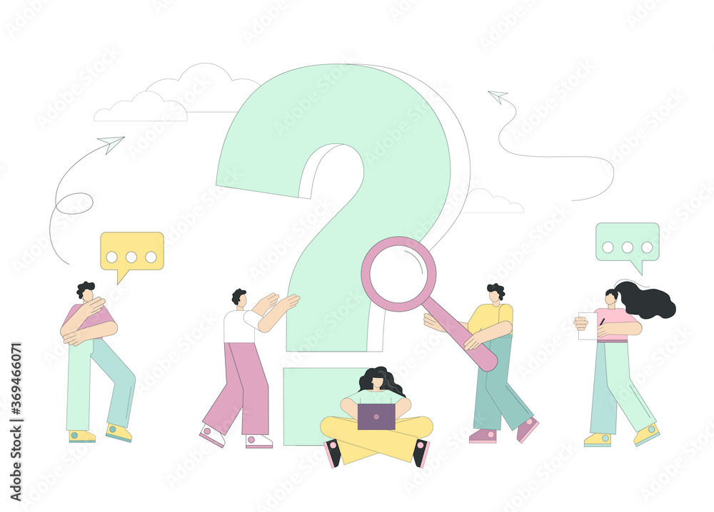 Concept of people frequently asked questions around a question mark ...