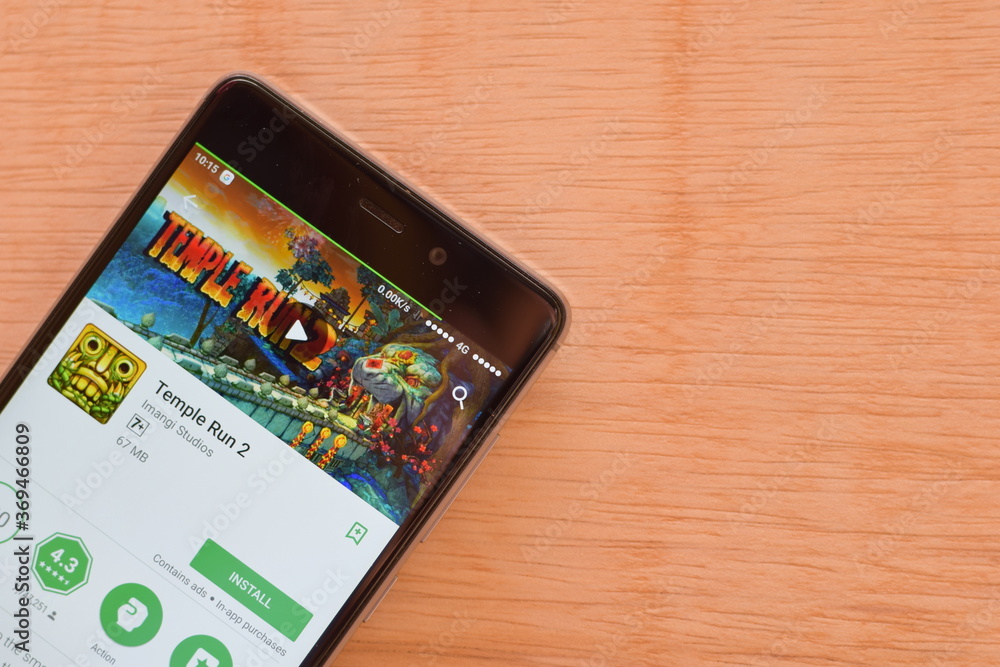 Temple Run 2 dev application on Smartphone screen. Temple Run 2 is a ...