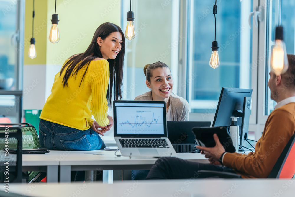 Group Of Professional Coworkers Team Working On A Desk In A Modern