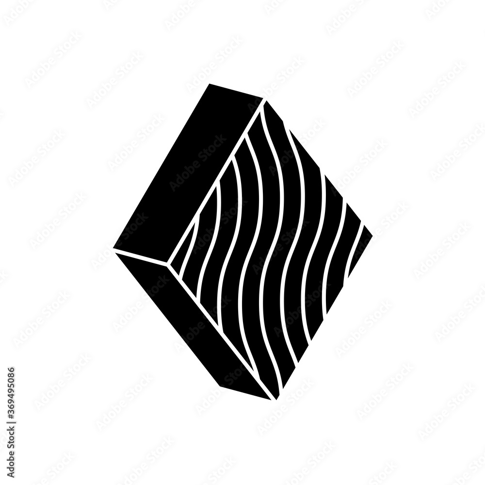 geometric shapes concept, 3d rhombus with wavy lines design, silhouette ...