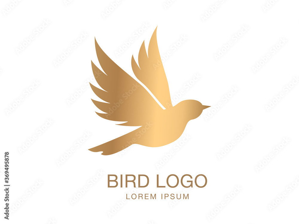 Gold bird logo. Vector bird logo. Bird icon. Stock Vector | Adobe Stock