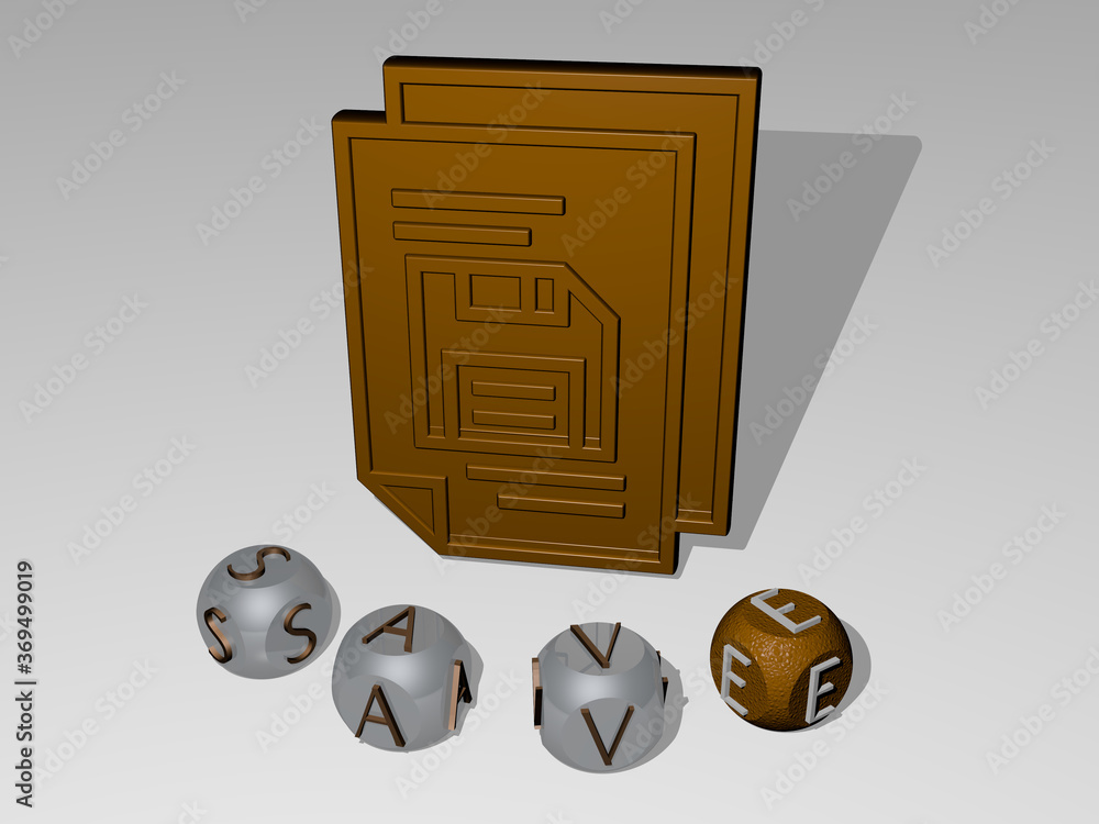 3D graphical image of save vertically along with text built around the ...