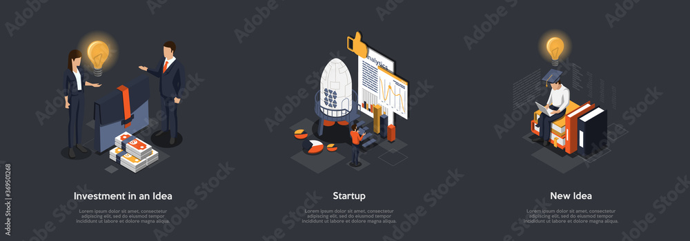 Concept Of Developing New Idea And Startup. Characters Working On New ...