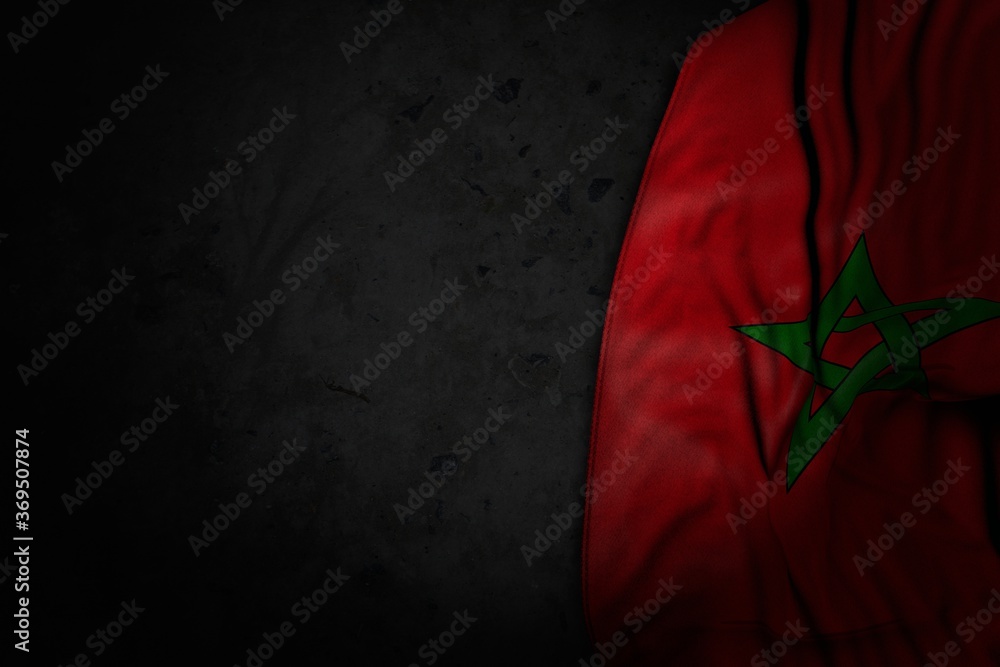 wonderful day of flag 3d illustration. - dark picture of Morocco flag ...