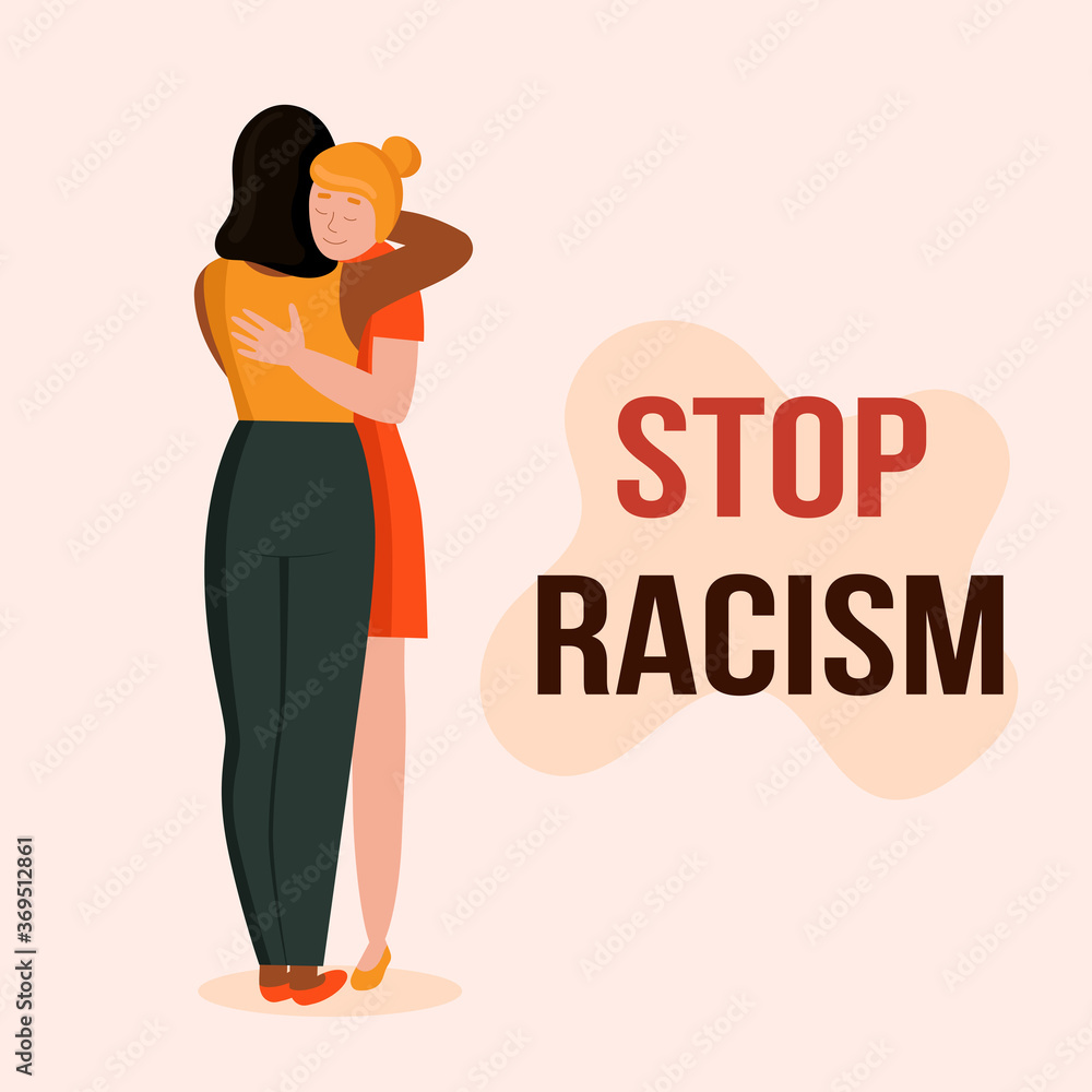 Women with different skin colors hug. The concept of anti racism, unity ...