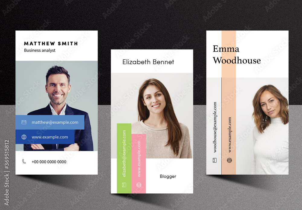 Vertical Business Card Layouts Stock Template | Adobe Stock