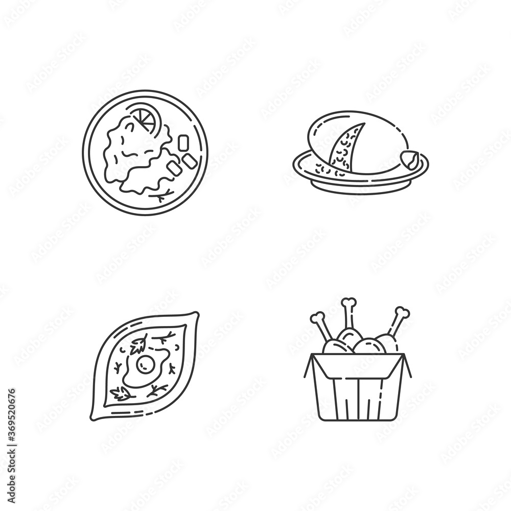 Fast food pixel perfect linear icons set. Scottish haggis. Wiener ... Fast food pixel perfect linear icons set. Scottish haggis. Wiener ...