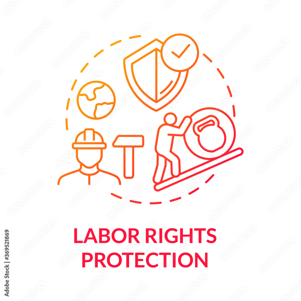 Labor rights protection red gradient concept icon. Employee health ...