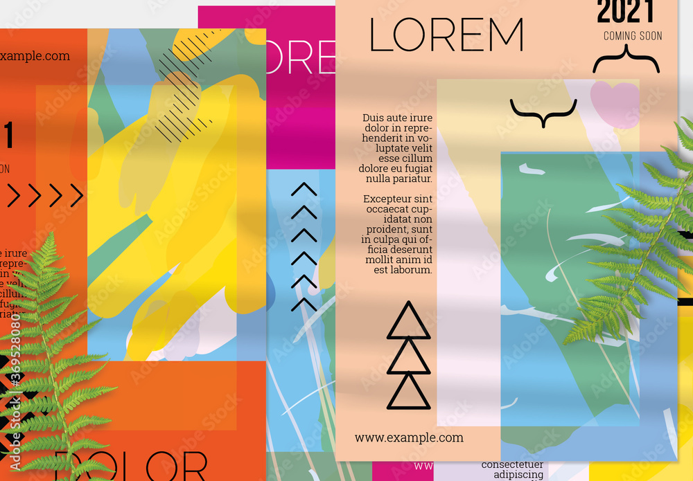 Poster Layout with Abstract Picture Bright Colorful with Geometric ...