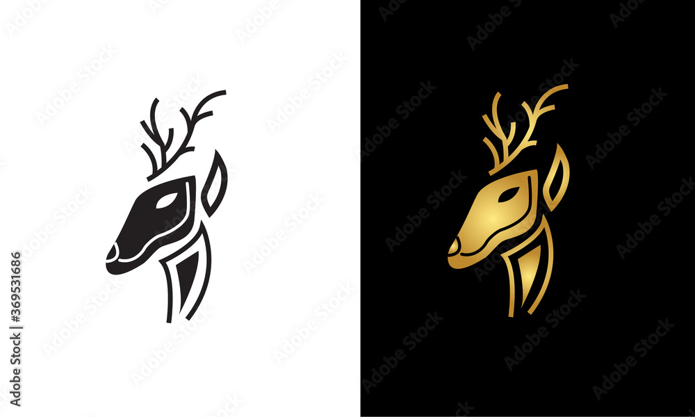 Minimal gold Deer logo with line art .vintage labels, badges logo ...