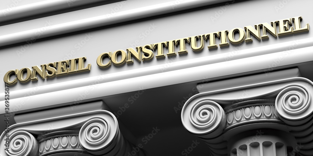 CONSEIL CONSTITUTIONNEL building sign concept. Two pillars part ...