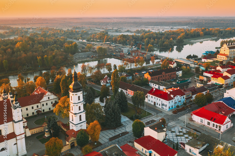 Pinsk, Brest Region, Belarus. Pinsk Cityscape Skyline In Autumn Morning ...