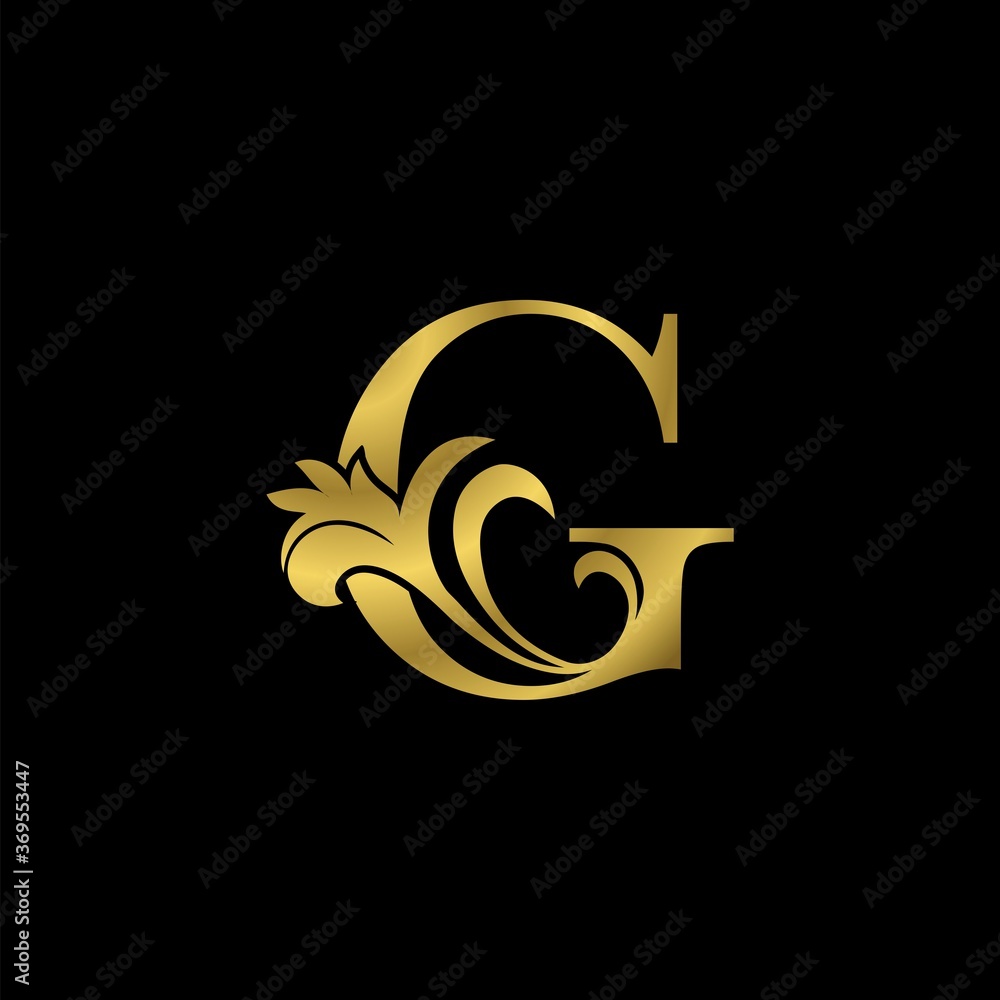 Golden G Initial Letter Luxurious logo icon, vintage luxury vector ...