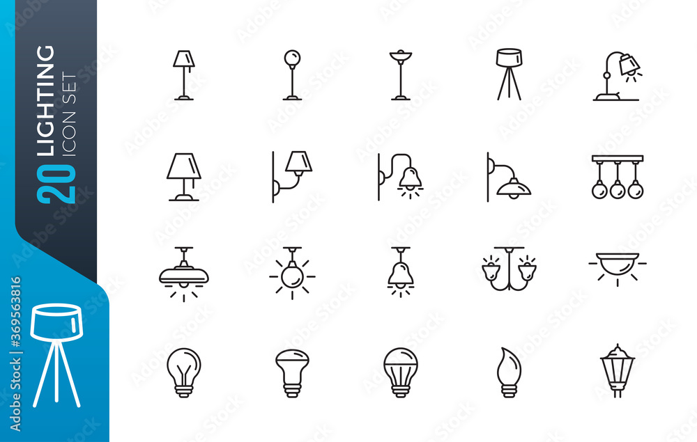 minimal lighting icon set Stock Vector | Adobe Stock