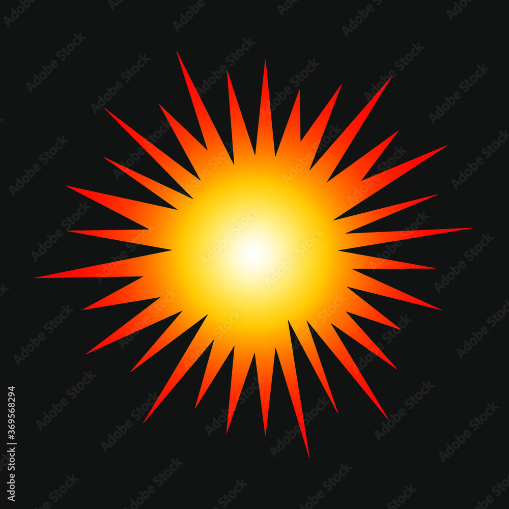 Sunburst explosion vector graphic. Detonation icon. Cartoon style ...