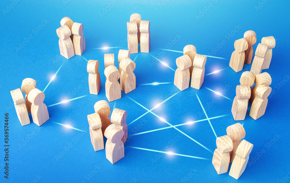 Connections of employees teams in the company. Coordination, knowledge ...