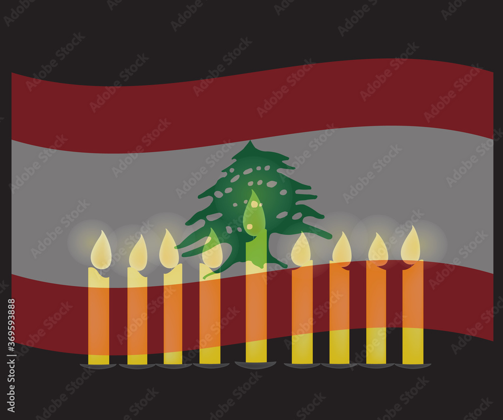 Praying Candles with the Lebanon National Flag, Pray for Lebanon ...