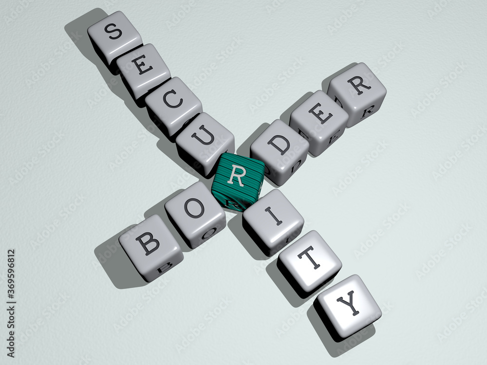 BORDER SECURITY combined by dice letters and color crossing for the ...