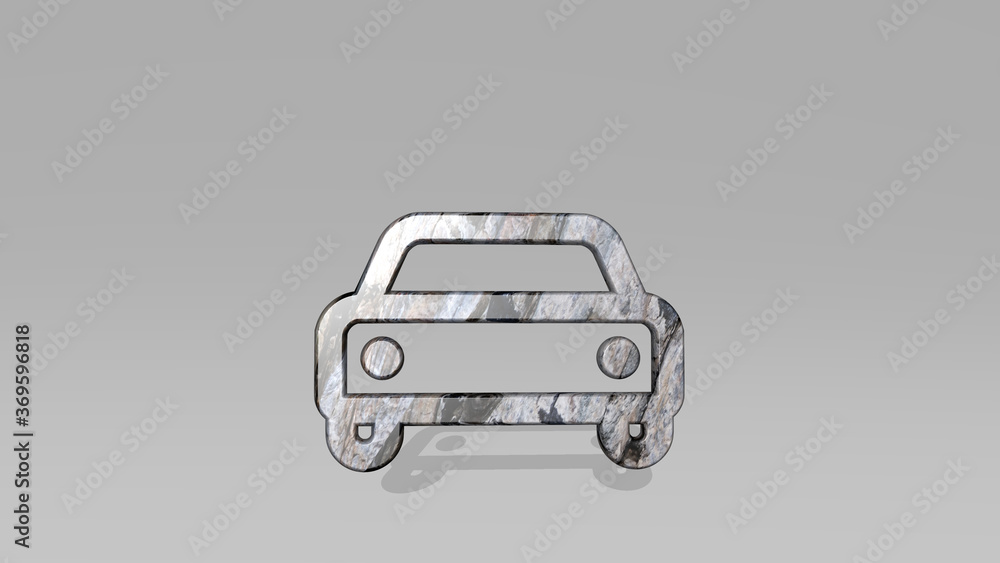 CAR casting shadow with two lights. 3D illustration of metallic ...