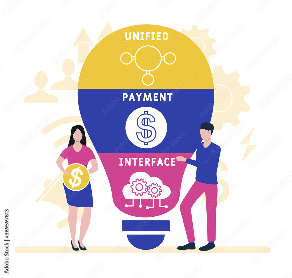 Flat design with people. upi unified payment interface. Vector ...