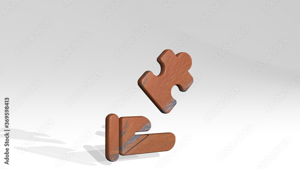 module hand puzzle casting shadow with two lights. 3D illustration of ...