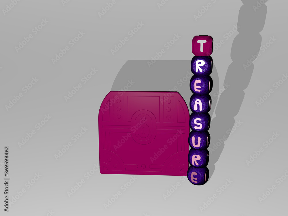 3D illustration of TREASURE graphics and text around the icon made by ...