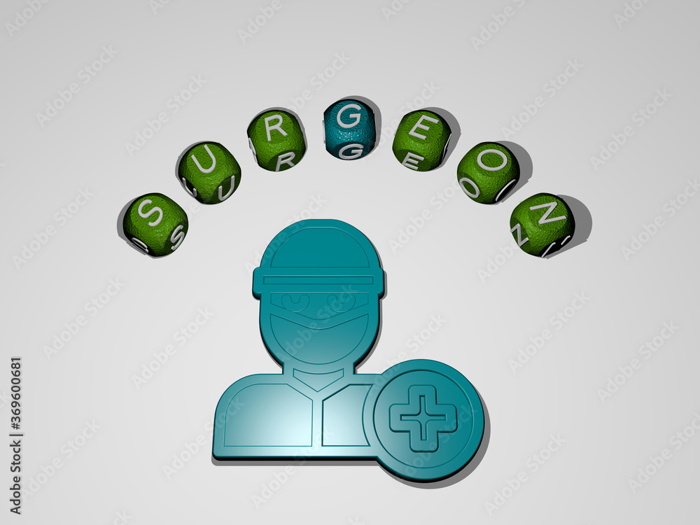 3D illustration of surgeon graphics and text around the icon made by ...