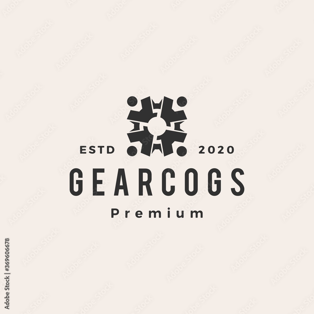people gear cog cogs hipster vintage logo vector icon illustration ...