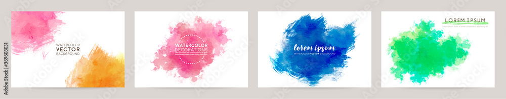 vector watercolor card with brush strokes background for wedding ...
