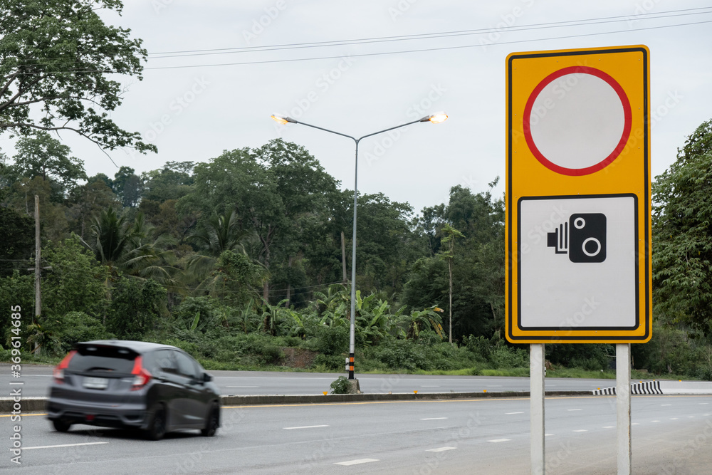 Traffic sign displaying, Blank speed limit and speed camera sign. Stock ...