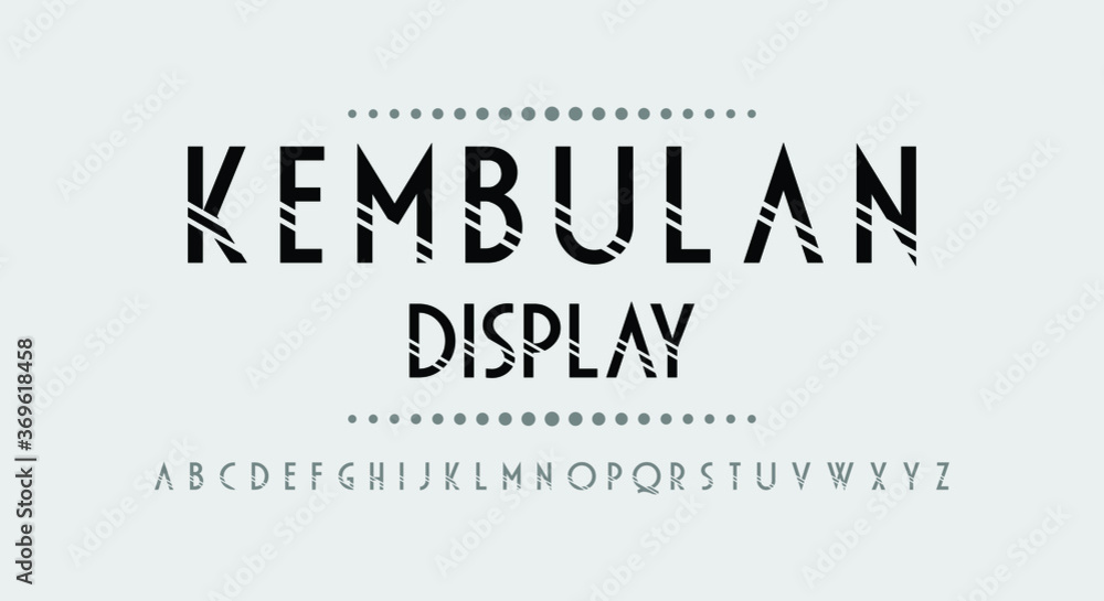 Vector illustration of typography sans serif. Uppercase a to z. Stripes ...