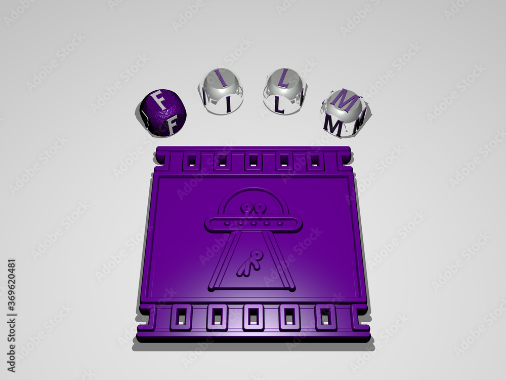 3D illustration of FILM graphics and text around the icon made by ...