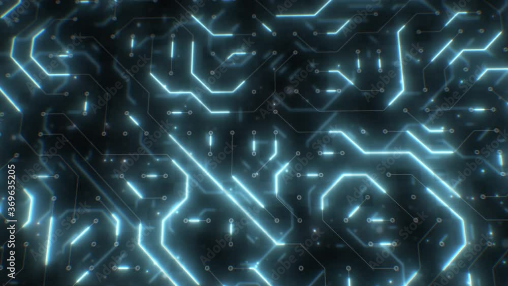 Futuristic Sci-Fi Electricity Flows in Circuit Board Digital Lines - 4K ...