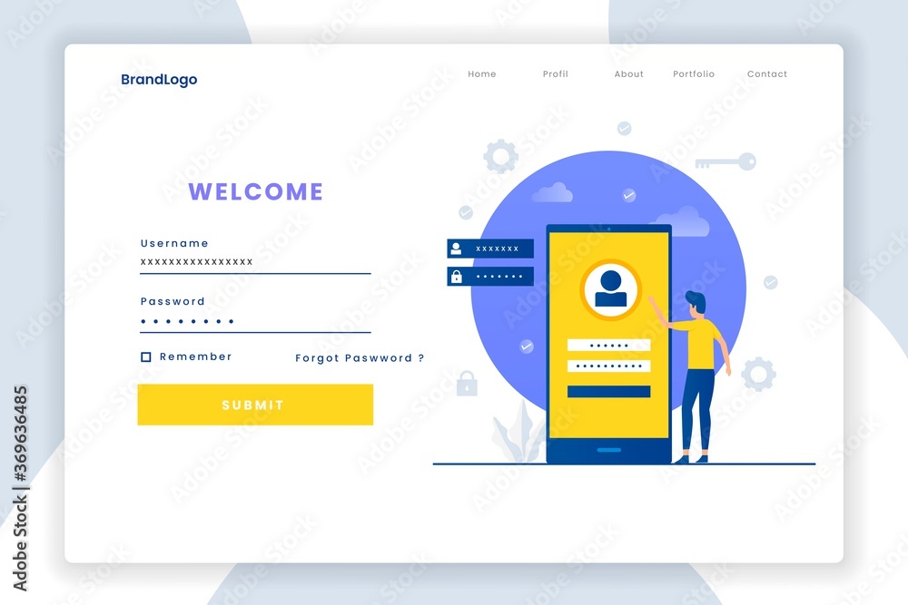 Modern flat design login landing page template. Illustration for ...