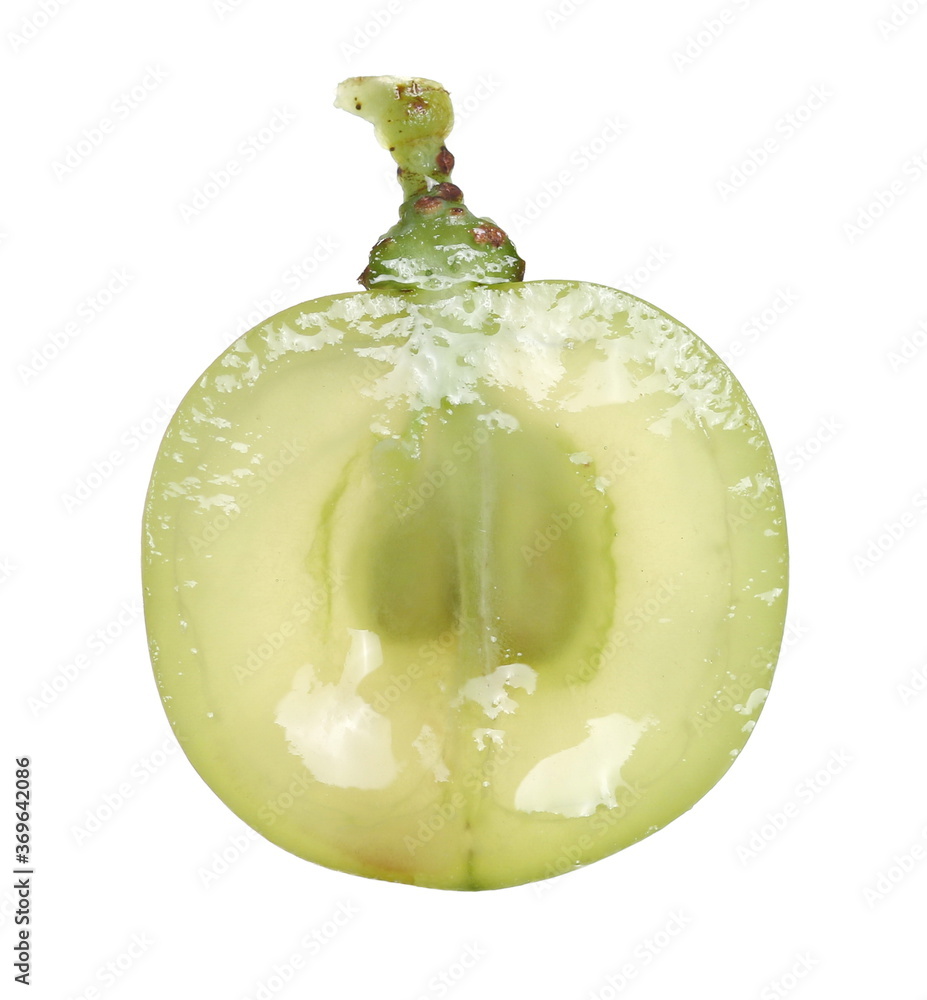 White table grape sliced in half intersection isolated on white ...