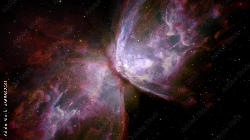 Seamless looping traveling through star fields in space at Bug Nebula ...