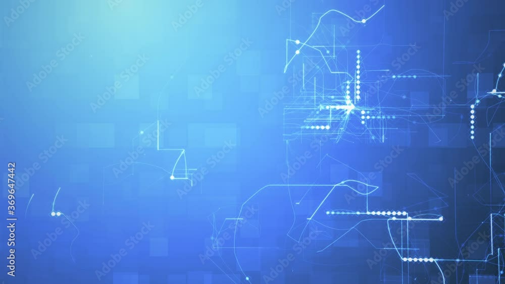 Seamless looping blue digital power grid glowing particles motion ...