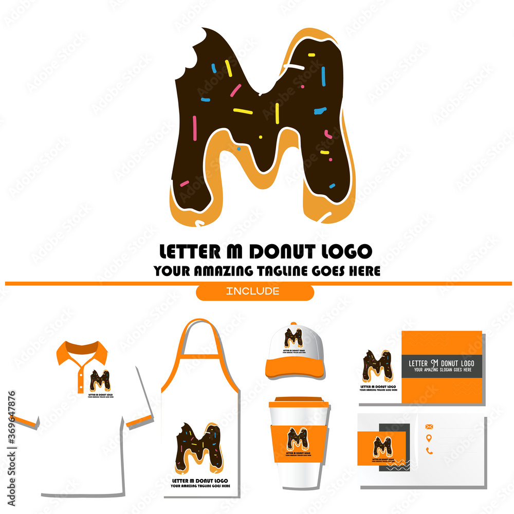 The Best and Delicious Letter M Donuts Shop Logo for Cafe and Bakery ...