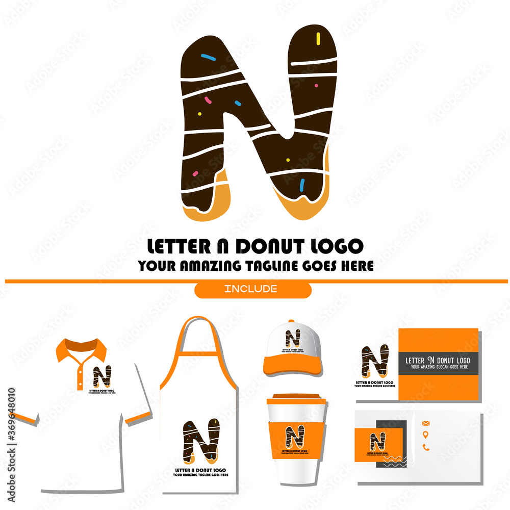 The Best and Delicious Letter N Donuts Shop Logo for Cafe and Bakery ...