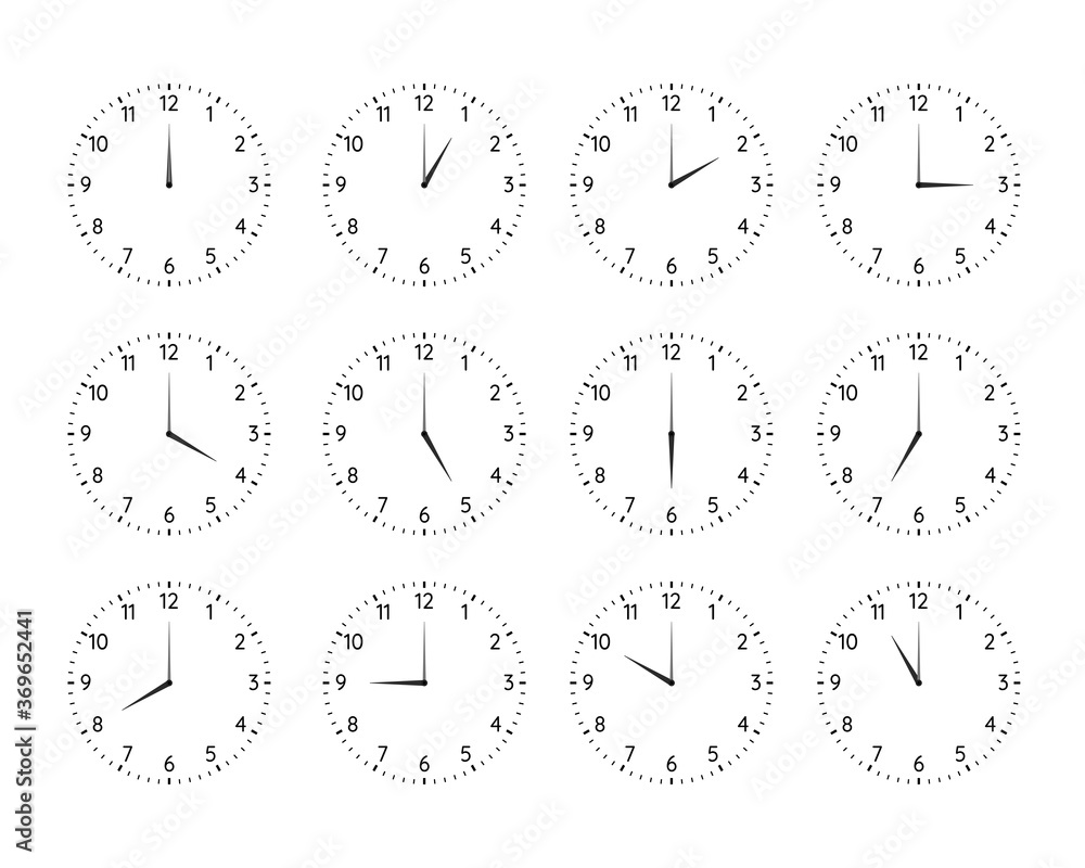 Classic round clock dial plates collection. Clock and watch faces with ...