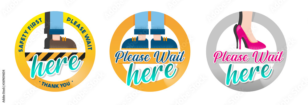 WAIT HERE PLEASE - Set of 3 ICONS - SIGNS - VECTOR - JPEG - PNG - NO ...