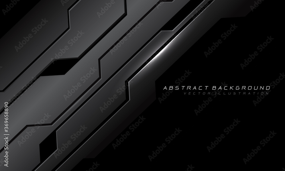 Abstract grey metallic cyber circuit with black blank space design ...