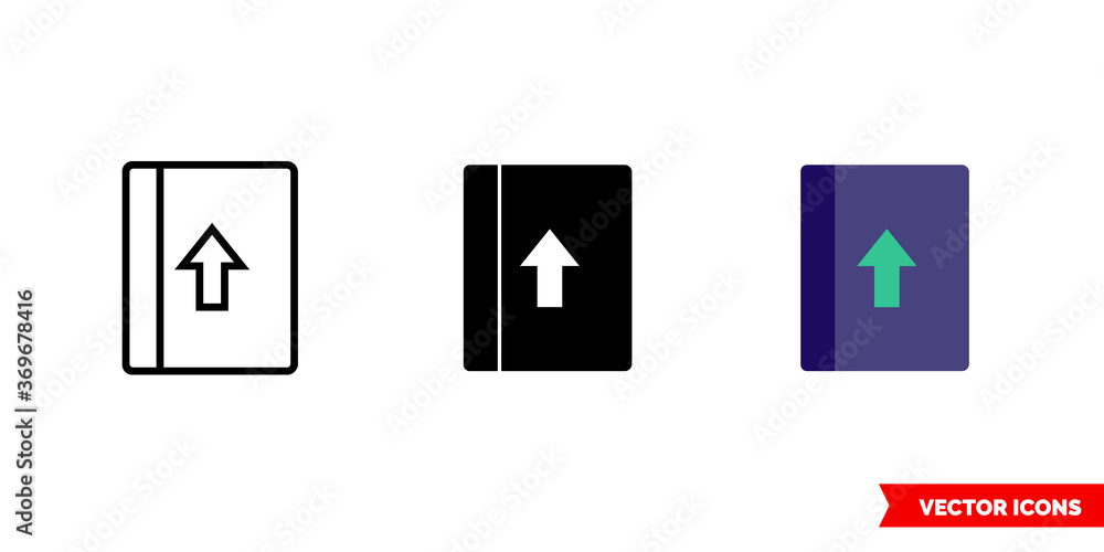Return book icon of 3 types. Isolated vector sign symbol. Stock Vector ...