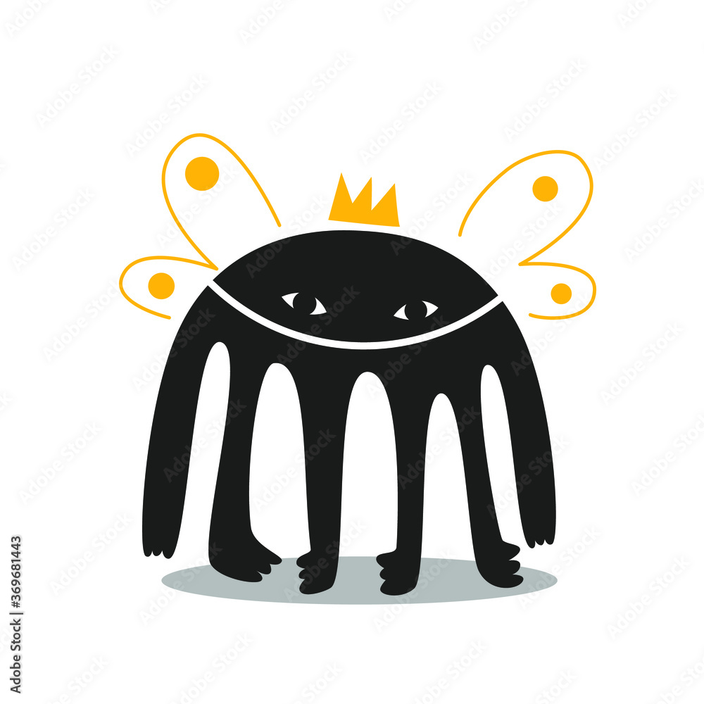 Character design of four-legged winged monster with a crown ...