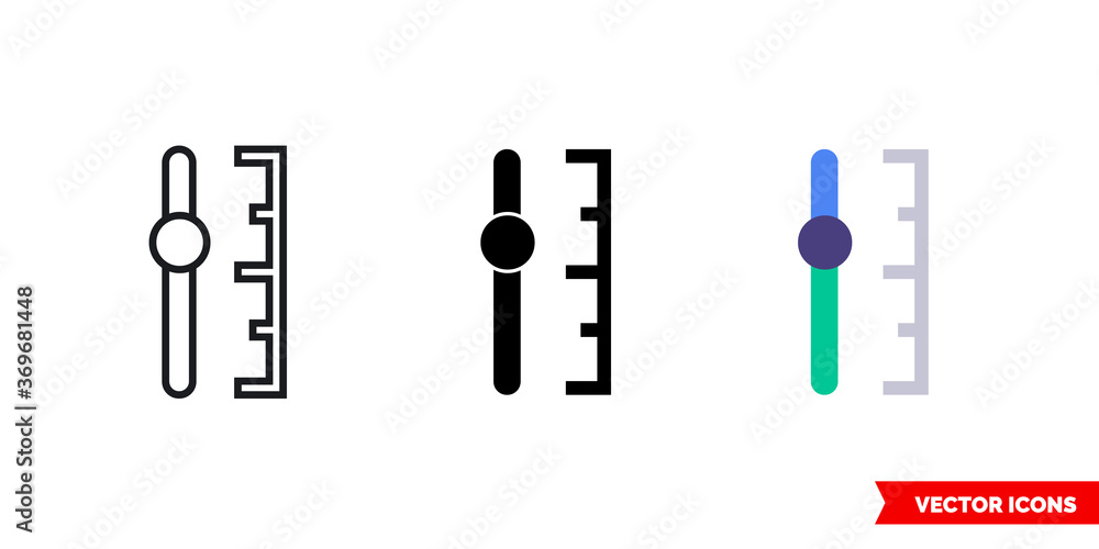 Vertical timeline slider icon of 3 types. Isolated vector sign symbol ...