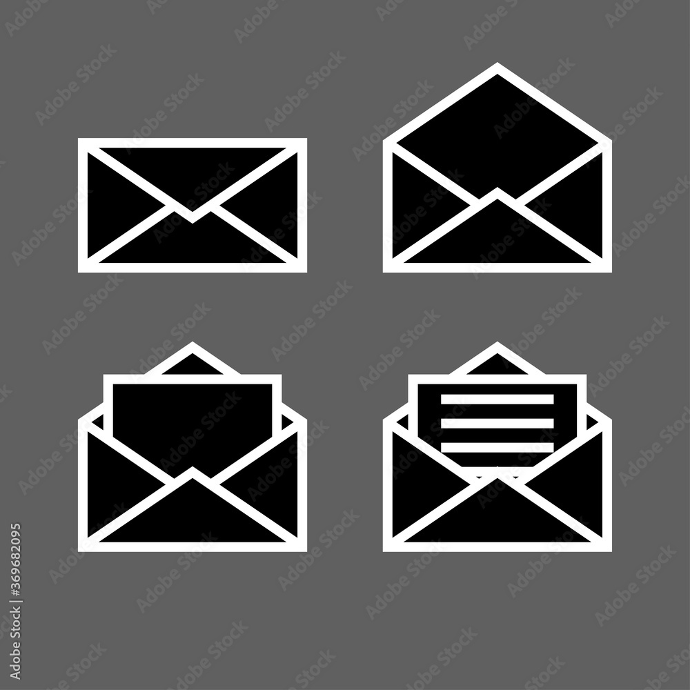 Letter envelope symbols icons signs logos simple black and white ...