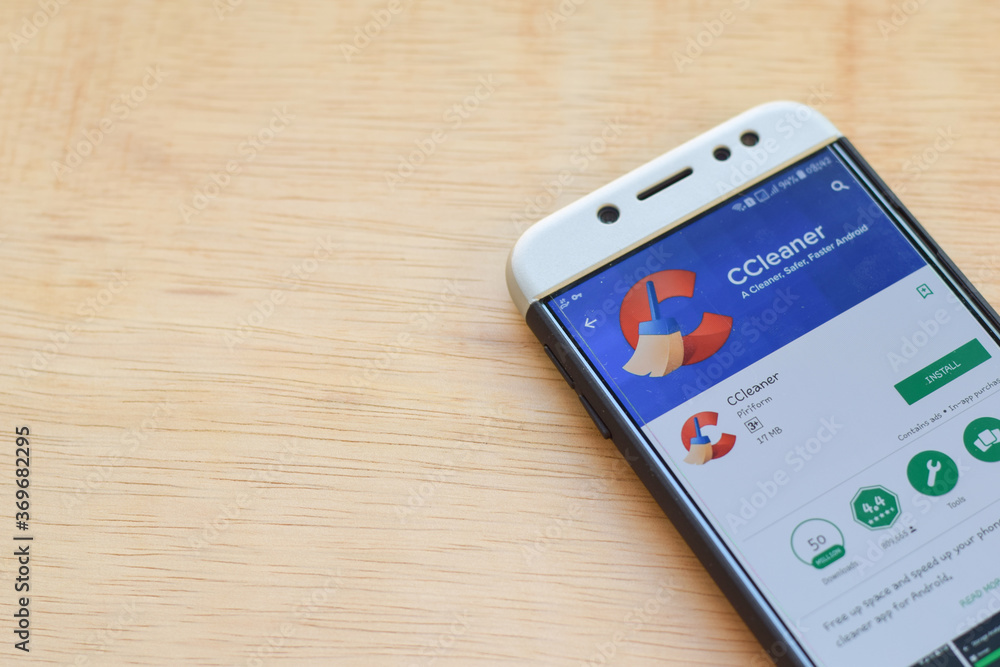 CCleaner dev application on Smartphone screen. CCleaner is a freeware ...